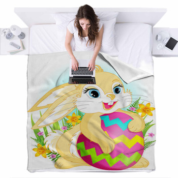 Bunny Fleece Blanket Throws | Free Personalization