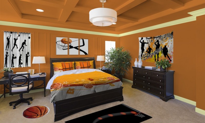 Orange Basketball Themed Bedroom Decor